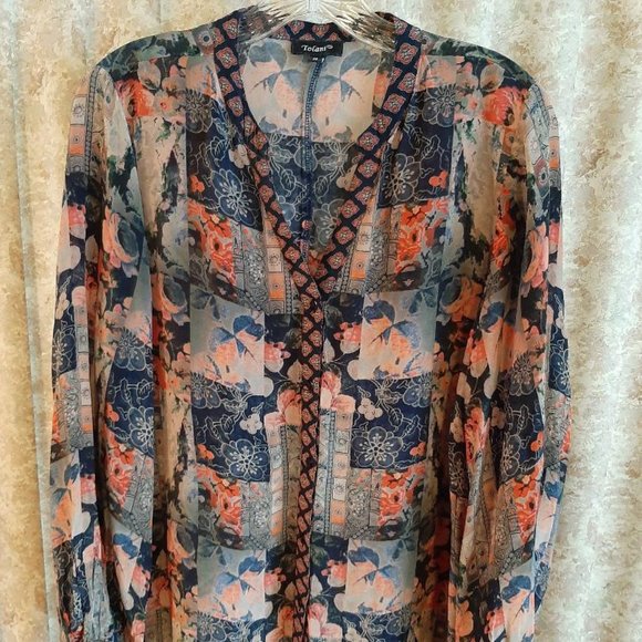 Tolani | Tops | Bluecoral Multi Print Hi Lo Blouse Tolani Medium | Poshmark